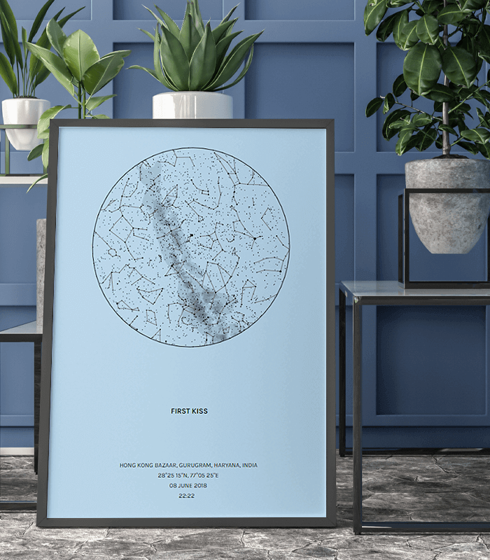Star Map Night Blue - Starry Sky Poster